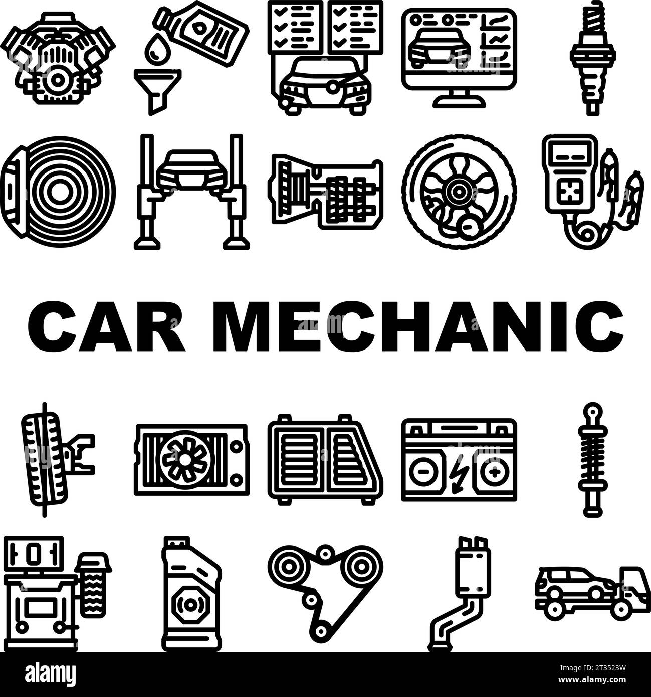car mechanic auto icons set vector Stock Vector Image & Art - Alamy