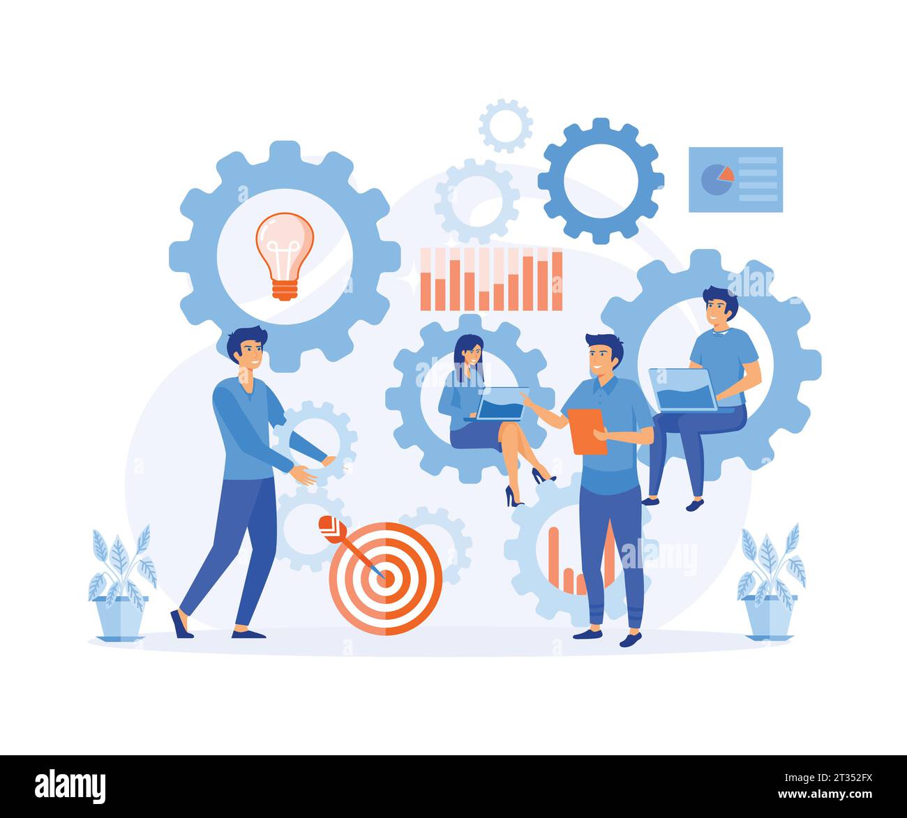 Communication and teamwork concept, Business people working together in ...