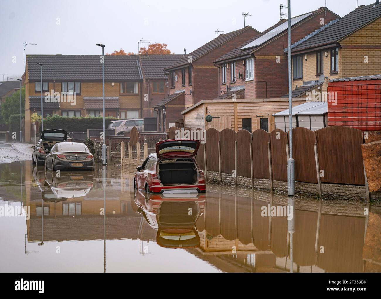 Flood damage in Catcliffe near Rotherham, South Yorkshire, in the ...