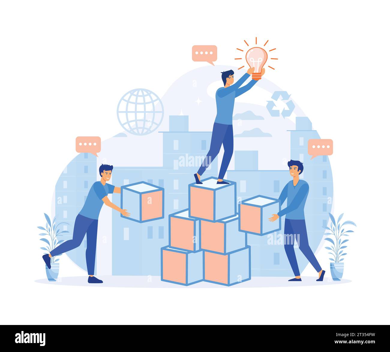 Team work and team building, corporate organization and partnership ...