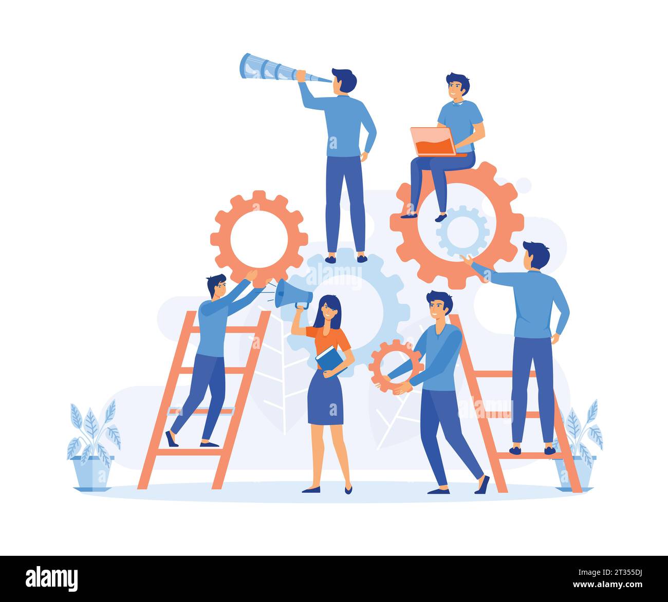 business or corporate cooperation, Team of businesspeople working with ...