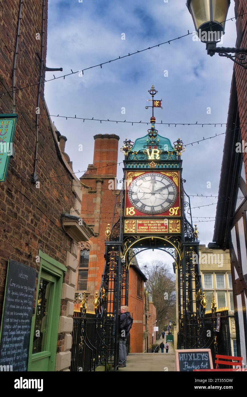 Chester historic 'clock' on city walls near the Chester City Centre in ...