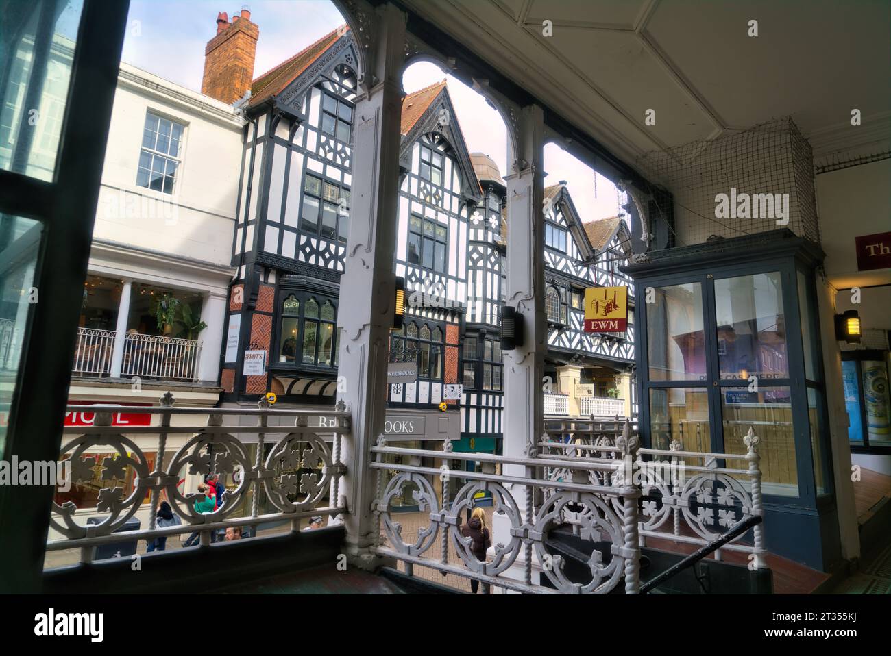 Ancient, beautiful Tudor buildings, architecture in the Chester City ...