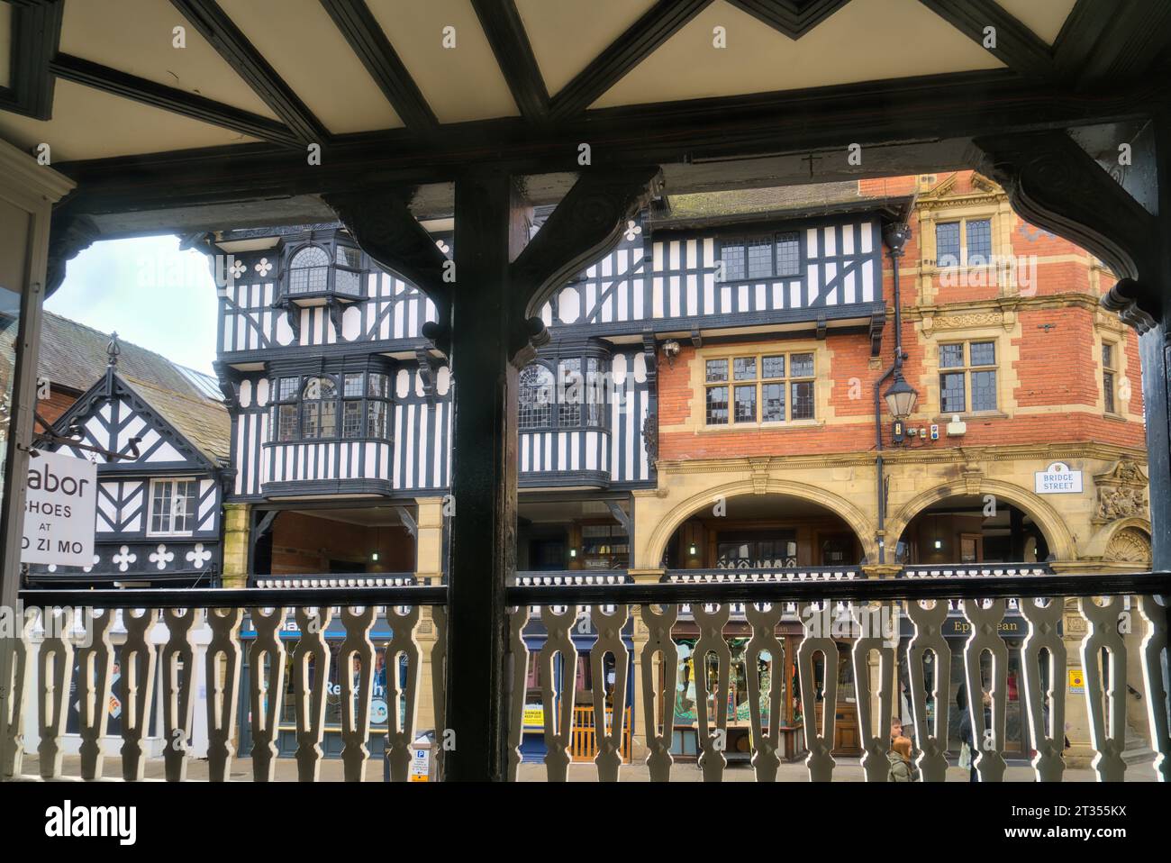 Ancient, beautiful Tudor buildings, architecture in the Chester City ...