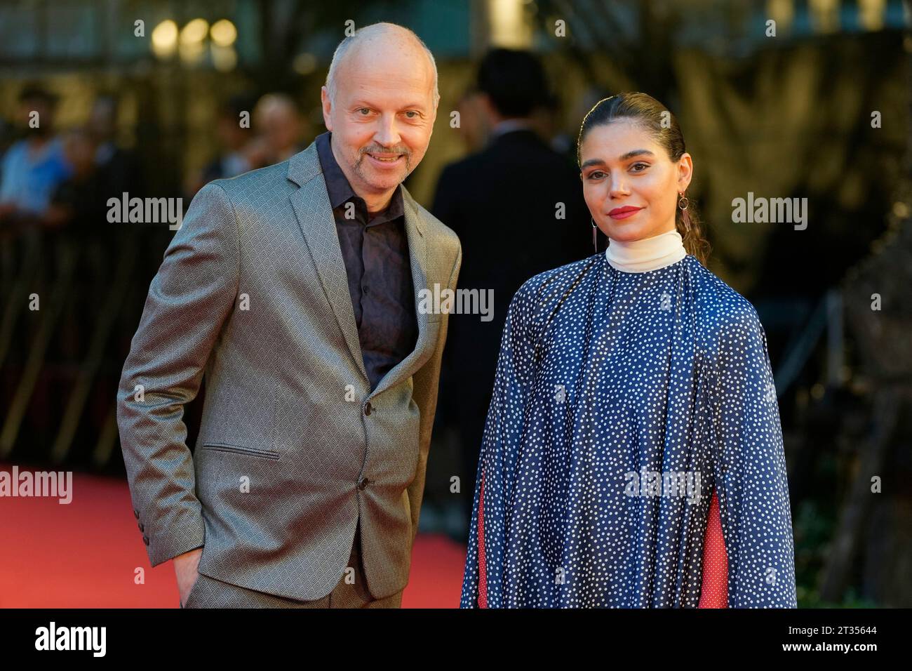 Director of Gondola, Veit Helmer, left, and actor Nini Soselia pose on ...
