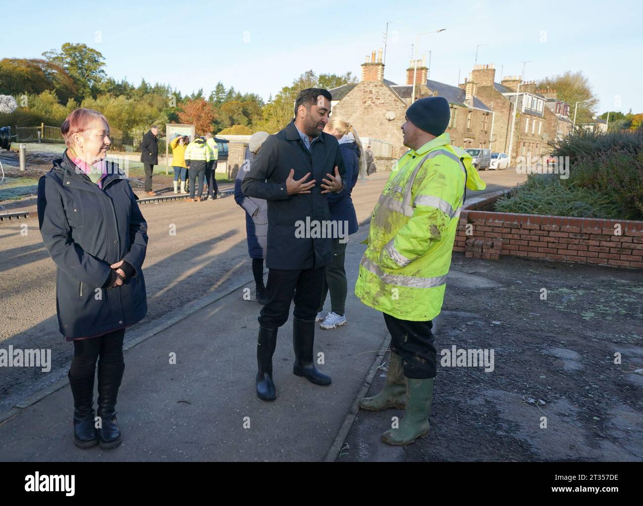 First Minister Humza Yousaf during a visit to River Street in Brechin ...