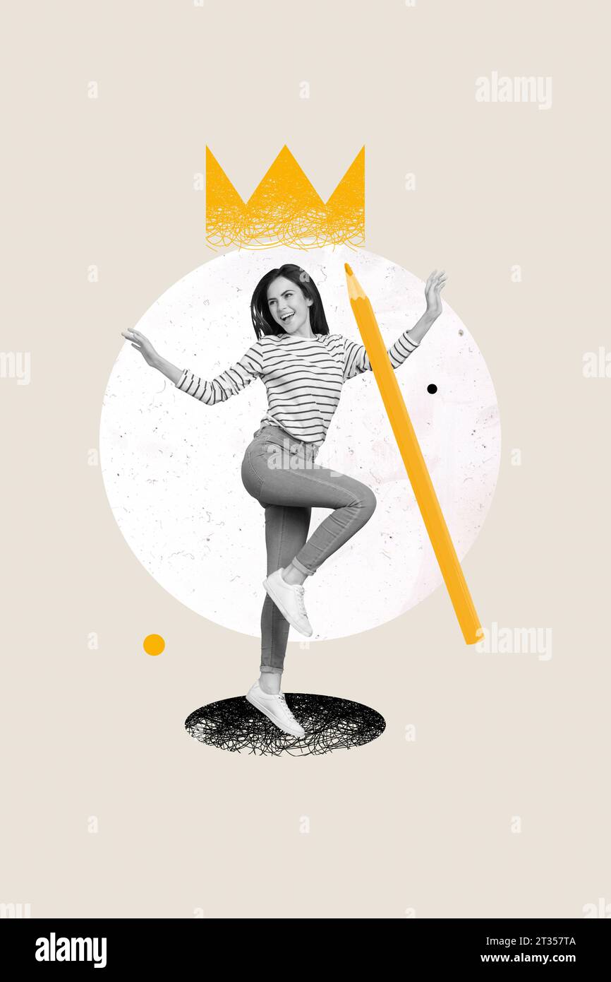 Vertical creative composite image photo collage of happy optimistic ...