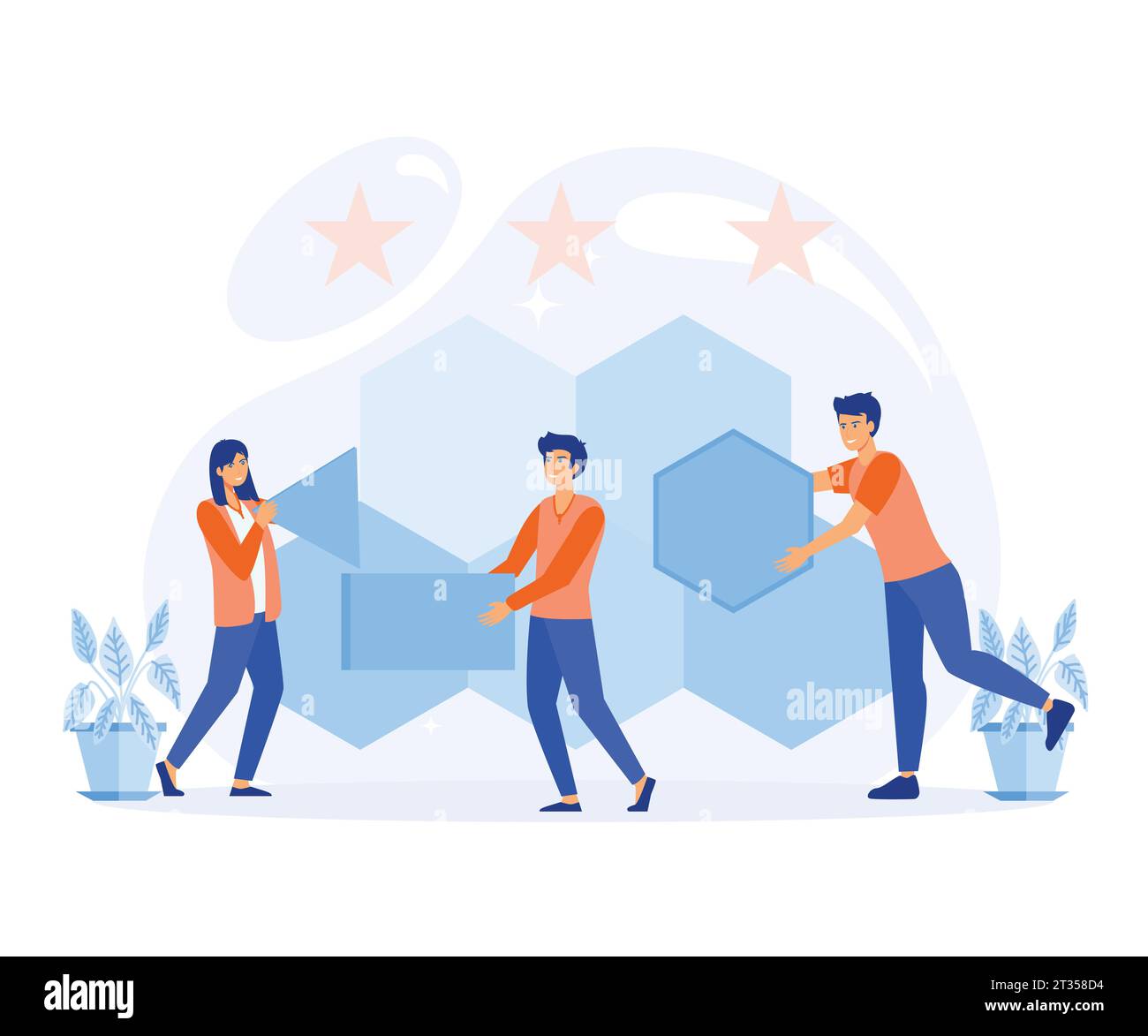 Teamwork concept, Co working and problem solving. flat vector modern ...