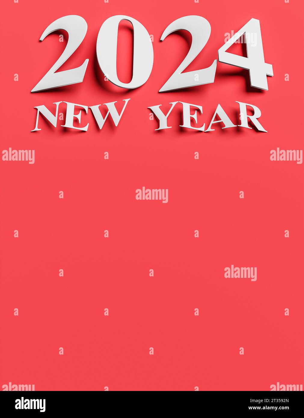 New year concept. Slanted numbers 2024 with blank red background for ...