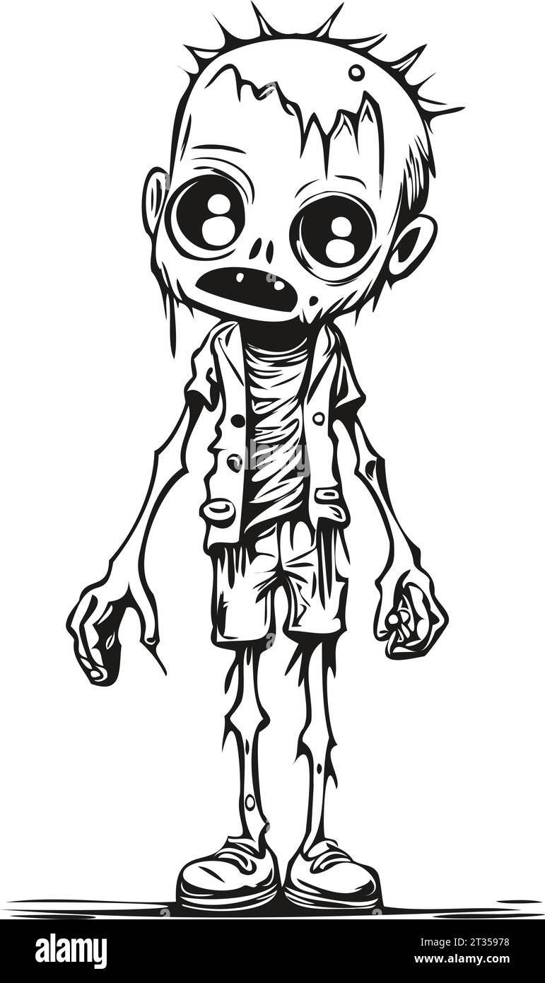 Spooky Monochrome Necrosis Presence, isolated image of undead, ghouls ...