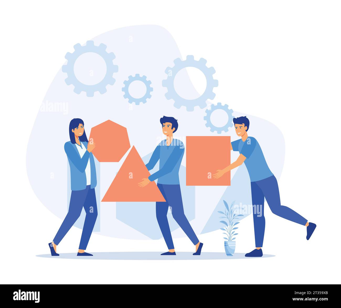 Teamwork Cooperation, Office Employees Group Set Up Huge Separated ...