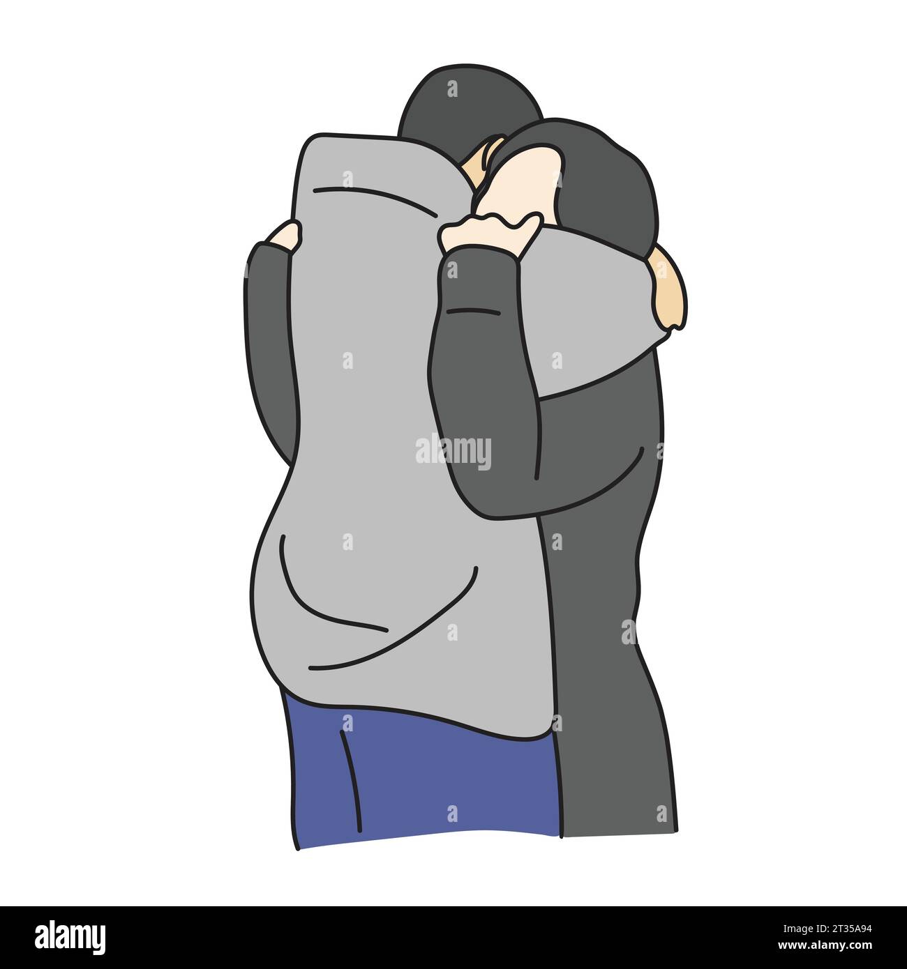 Woman and man hug each other illustration vector hand drawn isolated on white background Stock ...