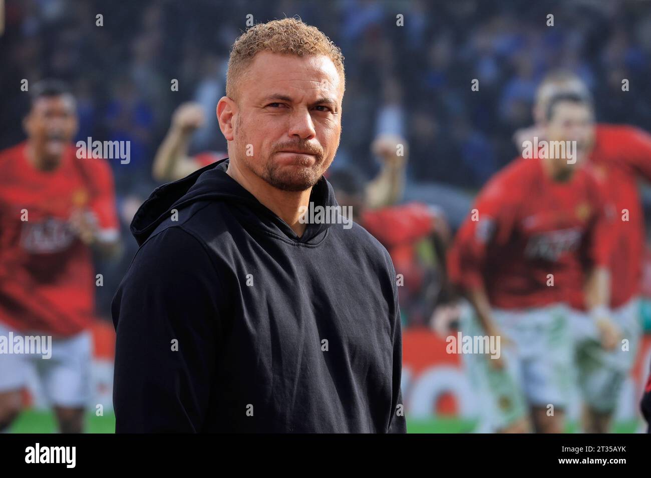 Ex-United player Wes Brown attends the tribute to the late Sir Bobby ...