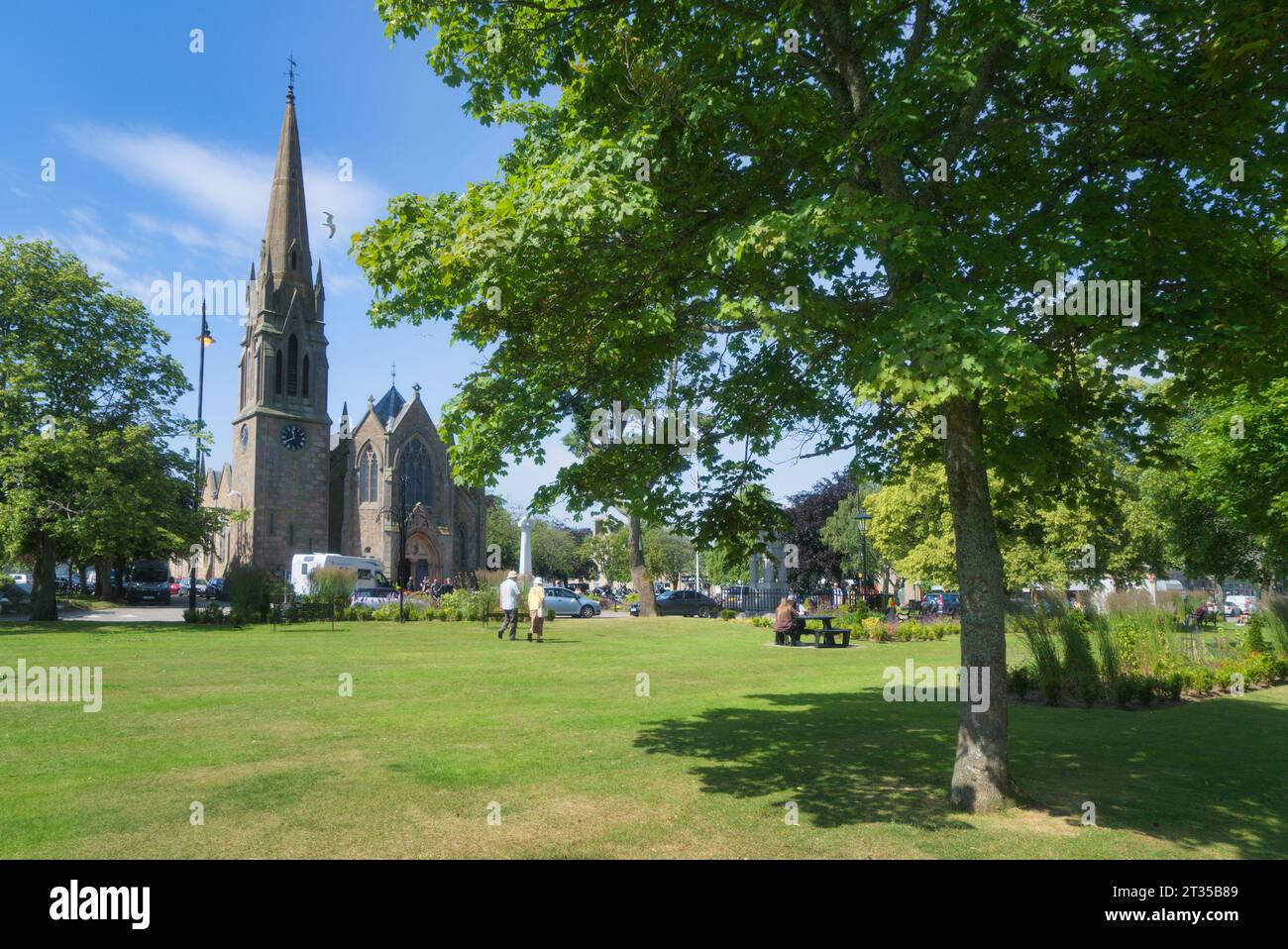 Ballater village Royal Deeside, Looking west across Bridge Street ...