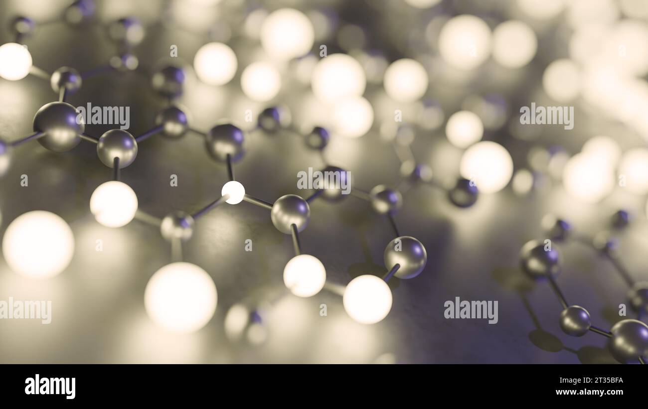 3d rendering abstract background connected glowing balls. Atomic ...