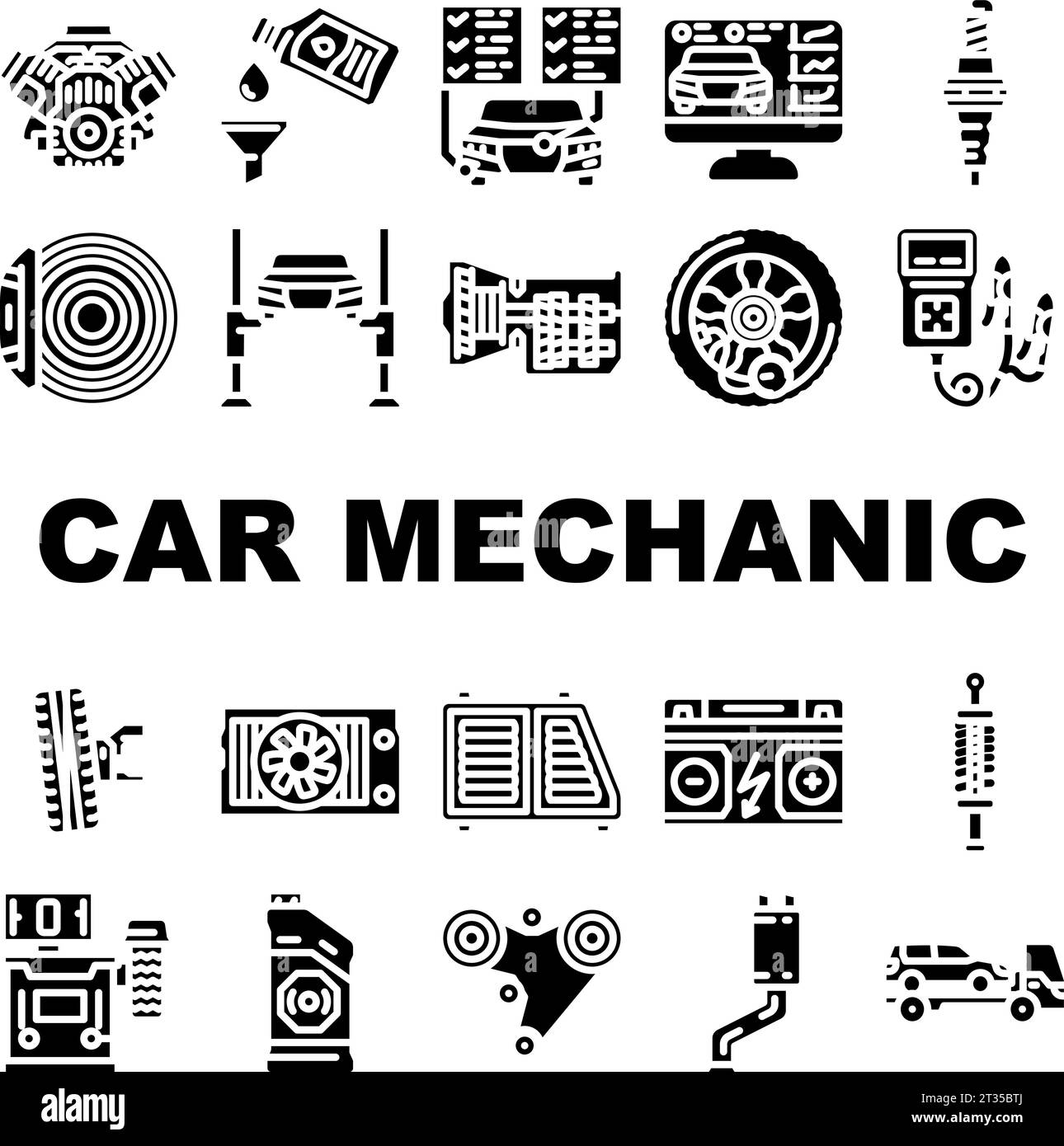 car mechanic auto icons set vector Stock Vector Image & Art - Alamy