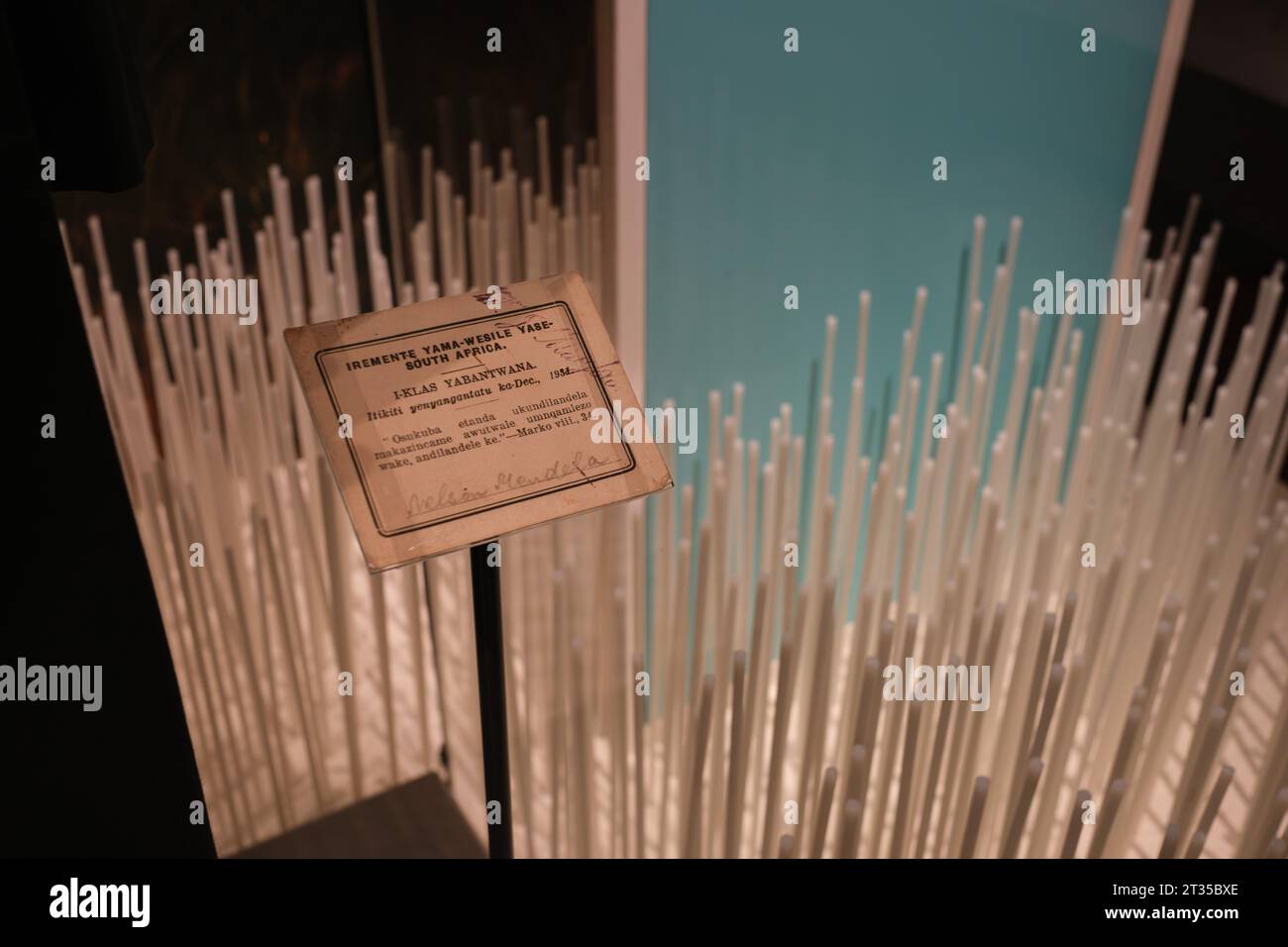 11 year-old Nelson Mandela's church attendance card, on display at the ...