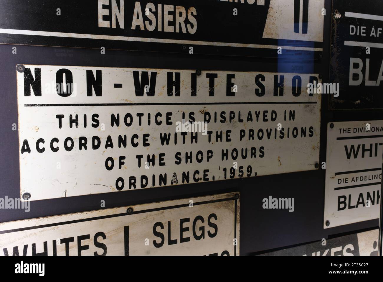 Public signs from the apartheid era of South Africa, on display at The ...