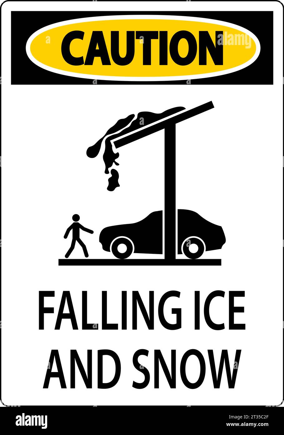 Ice and Snow Caution Sign Caution - Falling Ice And Snow Sign Stock ...