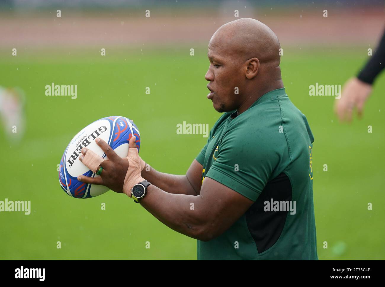 South Africa's Bongi Mbonambi during a training session at Stade des ...