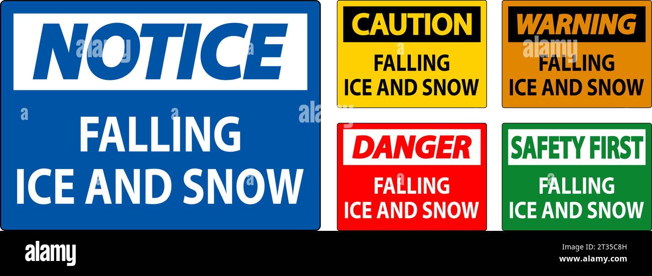 Caution Sign Falling Ice And Snow Stock Vector Image & Art - Alamy