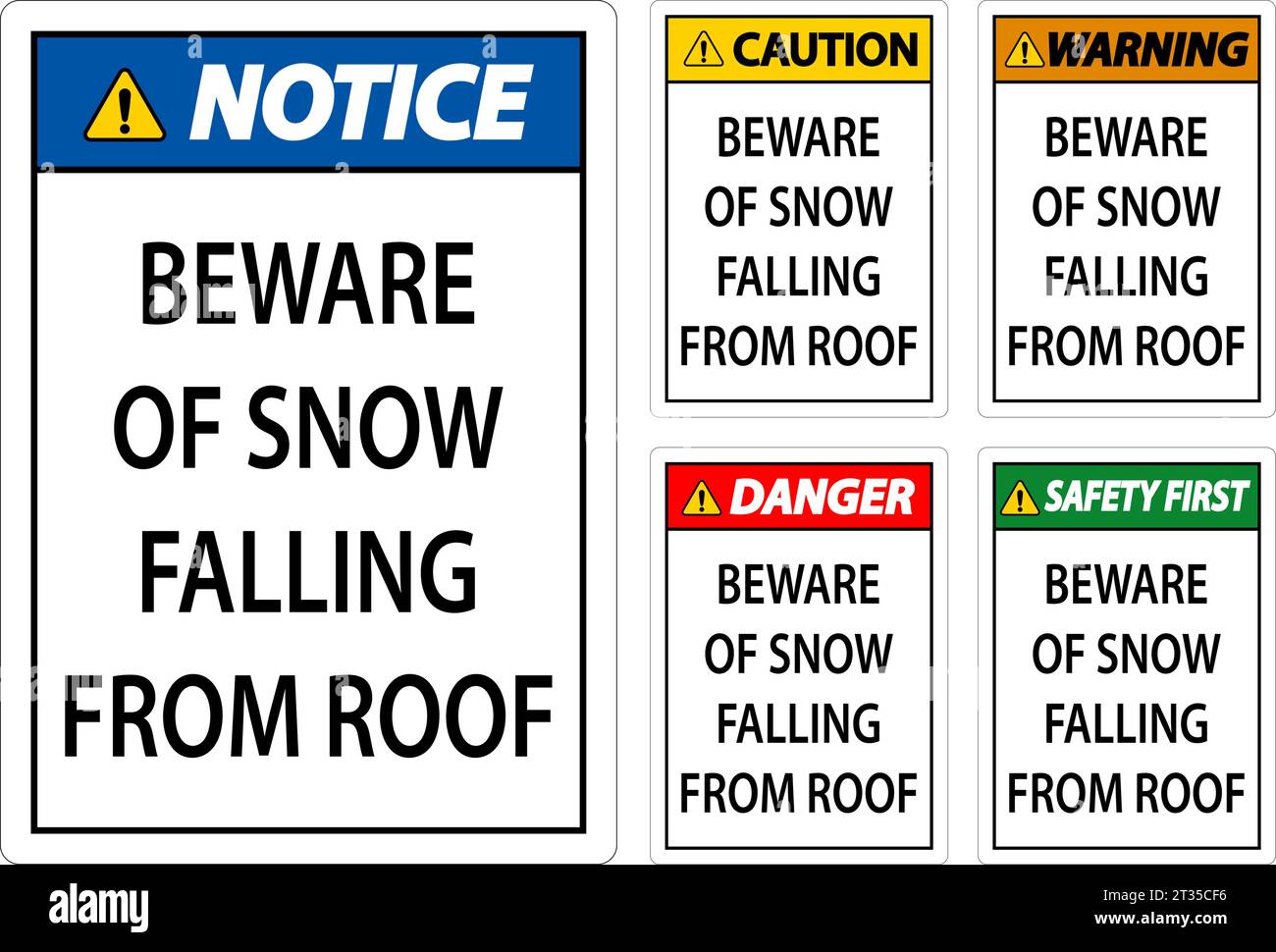 Warning Sign Beware Of Snow Falling From Roof Stock Vector Image & Art ...