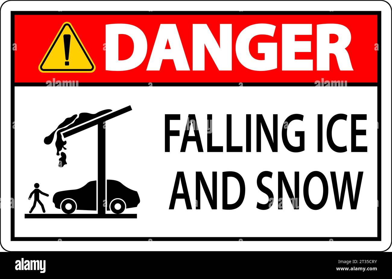 Ice and Snow Danger Sign Caution - Falling Ice And Snow Sign Stock ...