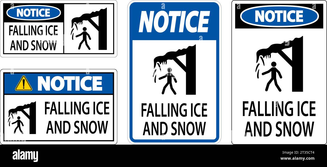 Ice and Snow Warning Sign Caution - Falling Ice And Snow Sign Stock ...