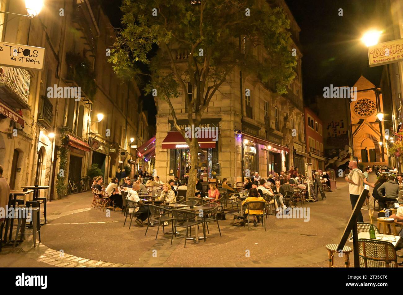 Montpellier France streets at night Stock Photo - Alamy