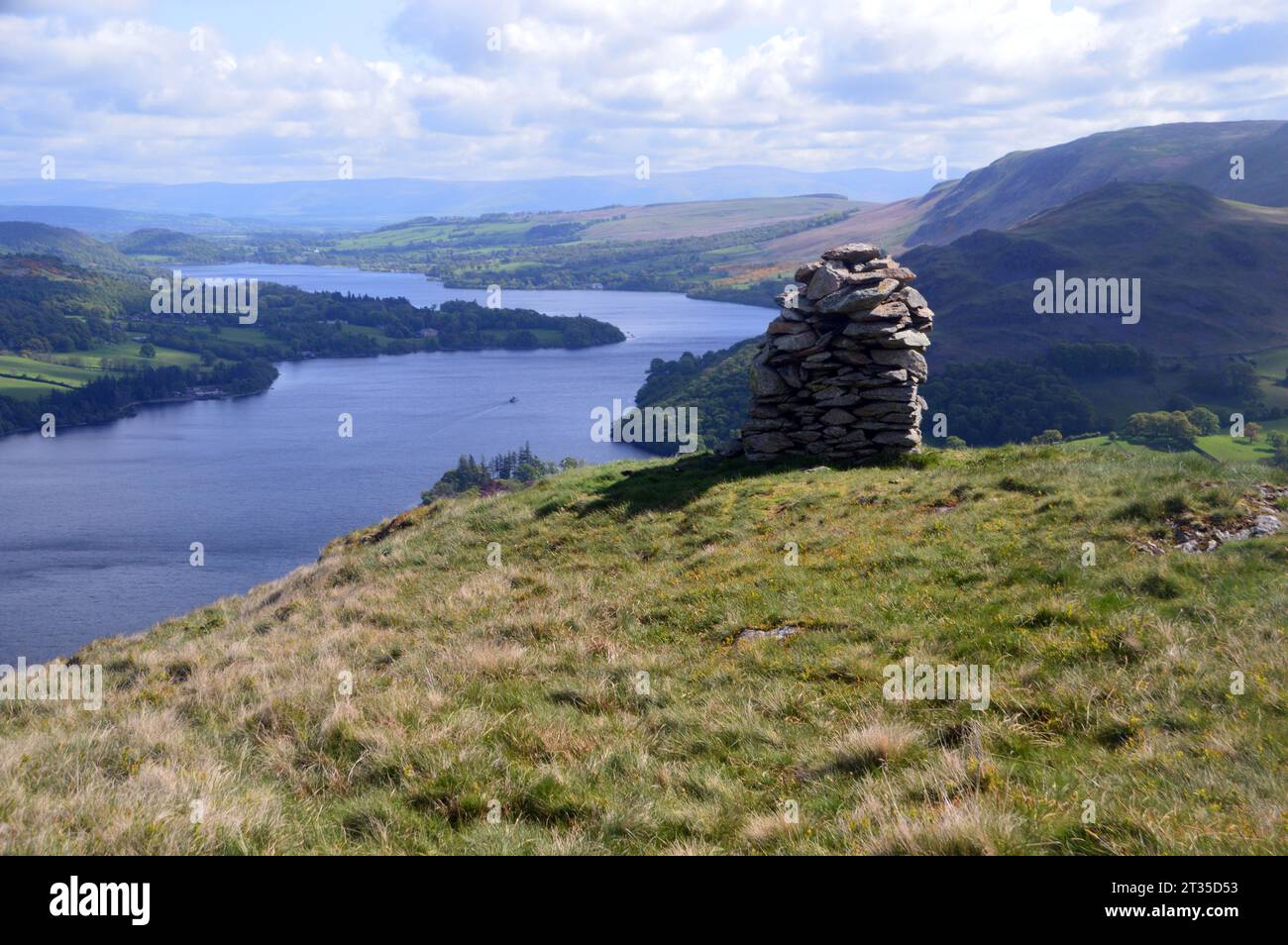 Ullswater Lake from the Cairn on the Summit of 'Low Birk Fell' above ...