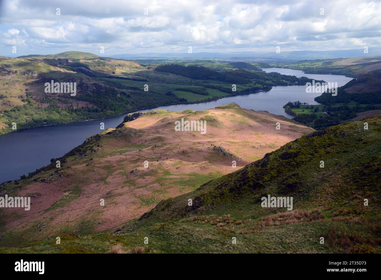 Ullswater Lake and 'Low Birk Fell' from the Summit of 'Birk Fell' in ...