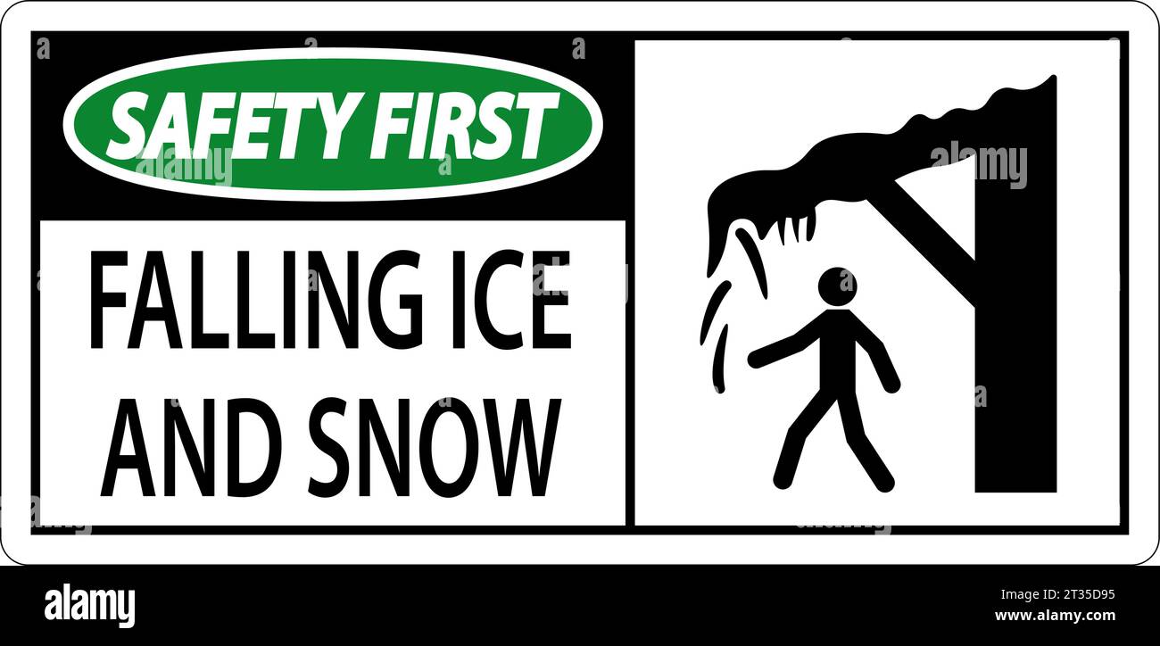 Ice and Snow Warning Sign Caution - Falling Ice And Snow Sign Stock ...