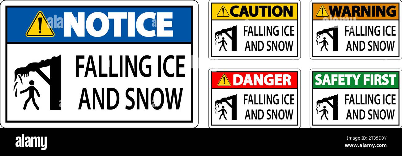 Ice and Snow Warning Sign Caution - Falling Ice And Snow Sign Stock ...