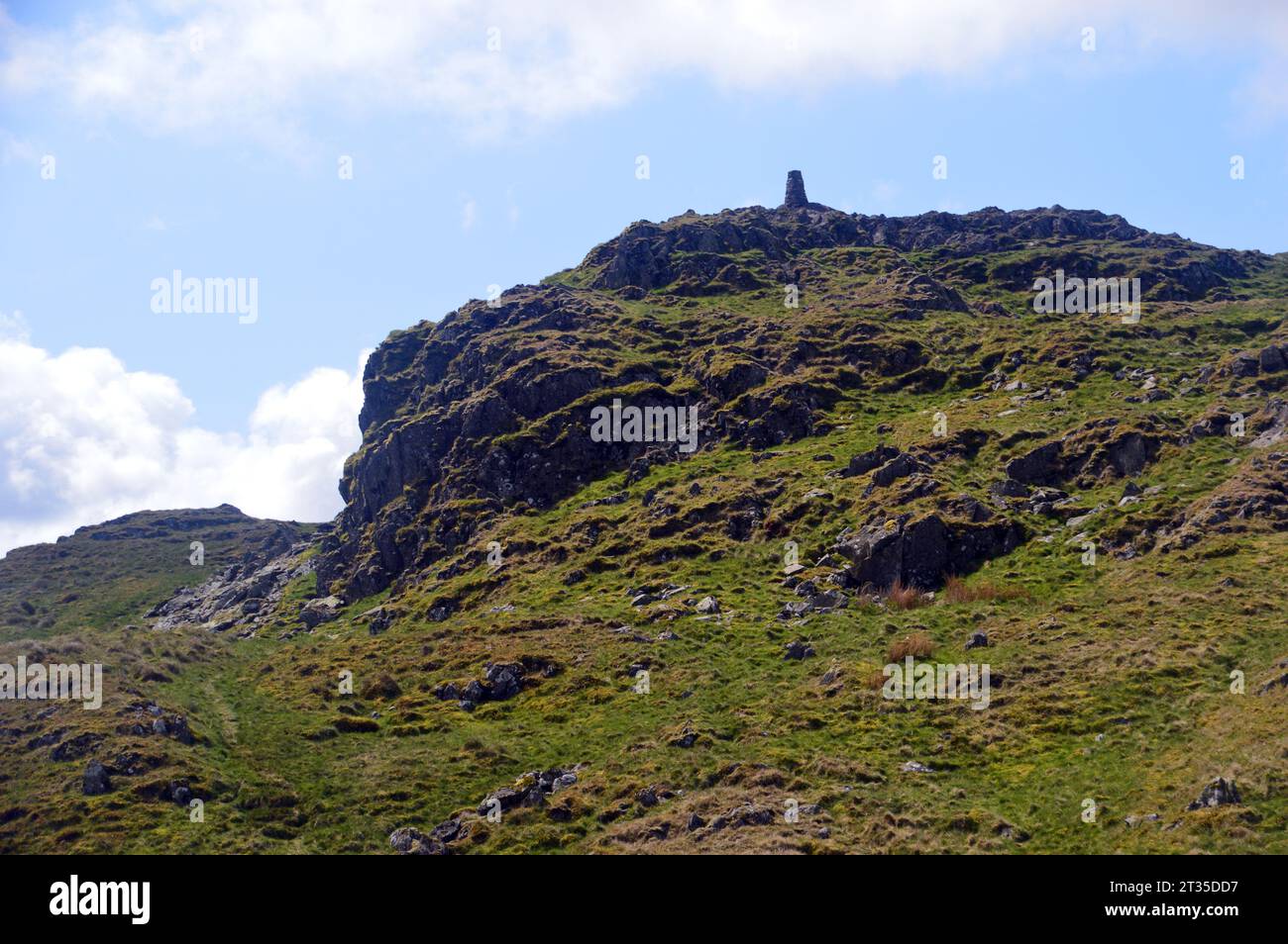 The Trig Point & Crags on the Summit of the Wainwright on Place Fell ...