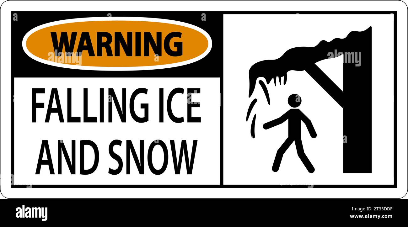Ice and Snow Warning Sign Caution - Falling Ice And Snow Sign Stock ...