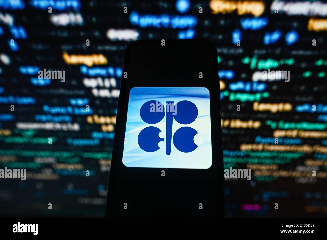 In this photo illustration, an OPEC logo seen displayed on a smartphone ...
