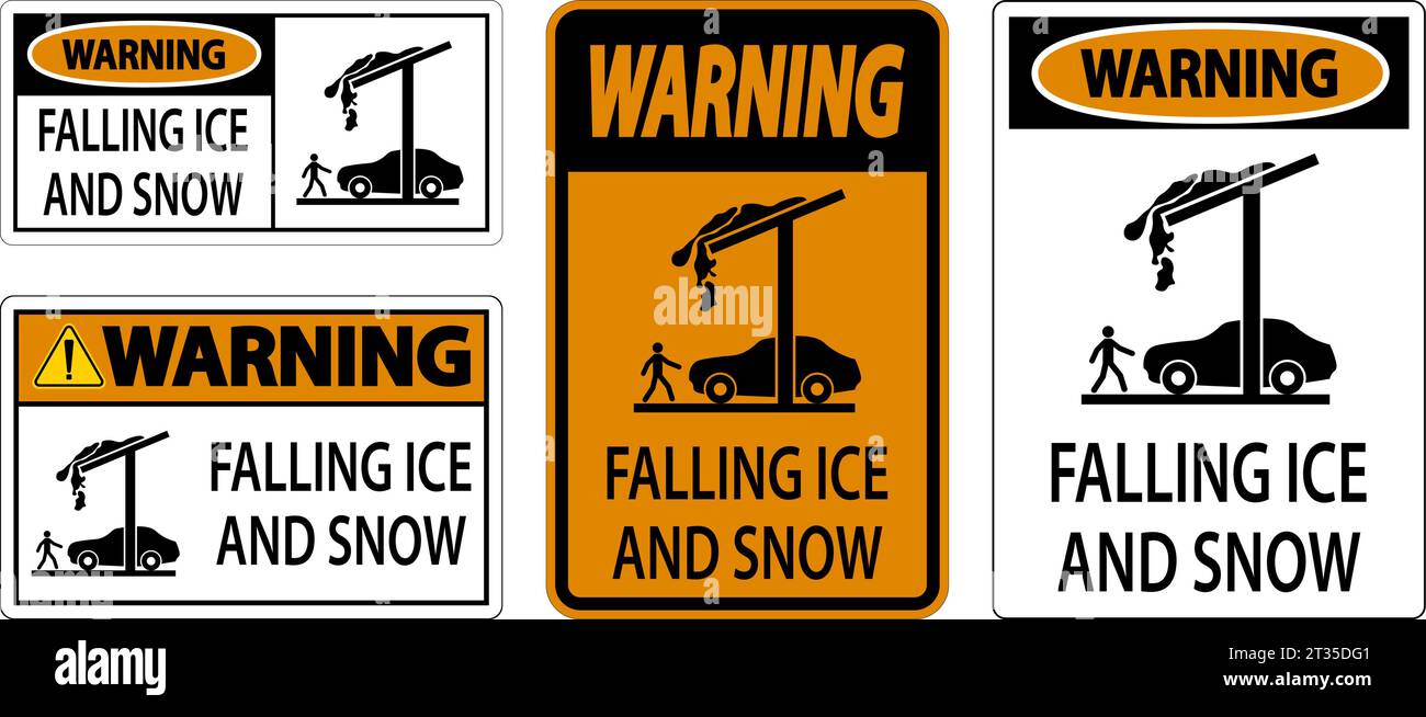 Ice and Snow Warning Sign Caution - Falling Ice And Snow Sign Stock ...
