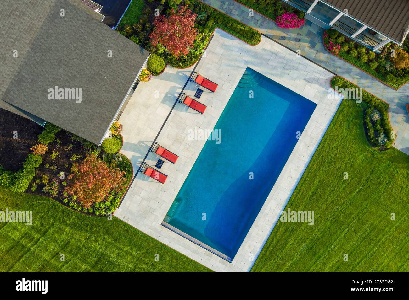 Aerial view of residential swimming pool Stock Photo - Alamy