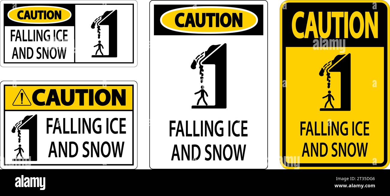 Ice and Snow Warning Sign Caution - Falling Ice And Snow Sign Stock ...