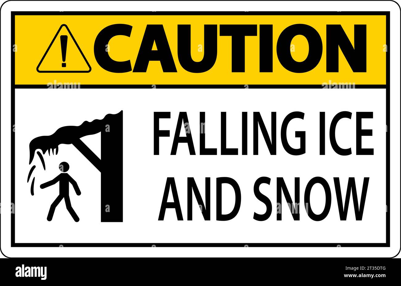 Ice and Snow Warning Sign Caution - Falling Ice And Snow Sign Stock ...