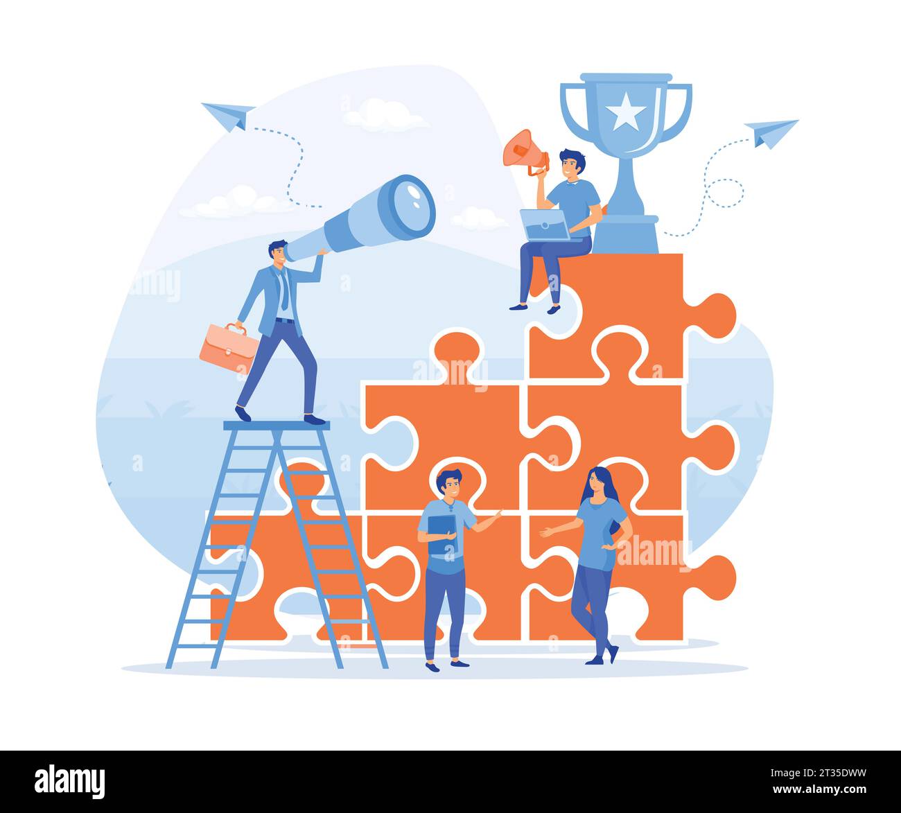 success of teamwork, cooperation and partnership. People working on ...