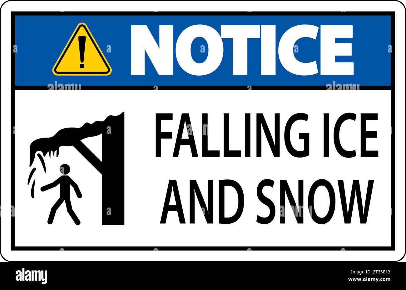 Ice and Snow Warning Sign Caution - Falling Ice And Snow Sign Stock ...