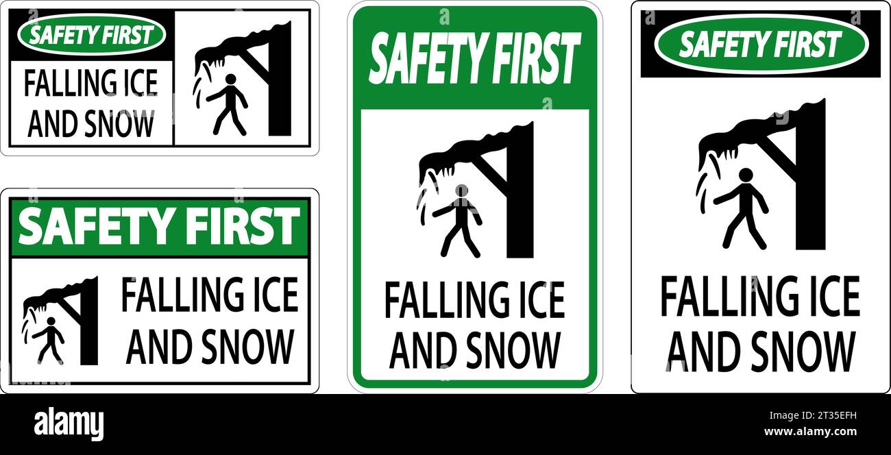 Ice and Snow Warning Sign Caution - Falling Ice And Snow Sign Stock ...
