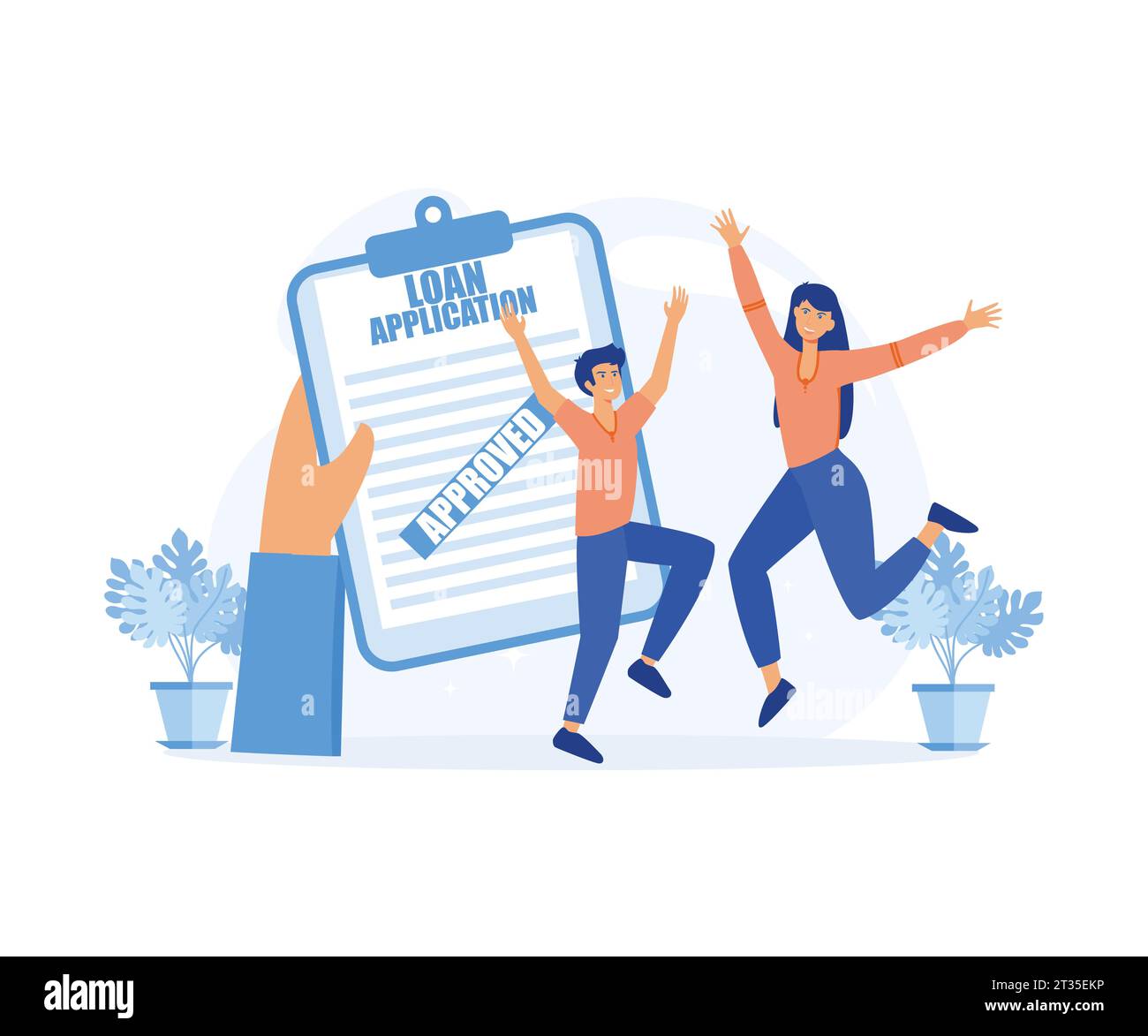 Loan approval, Credit agent holds loan approval application document with approved stamp in hand ...