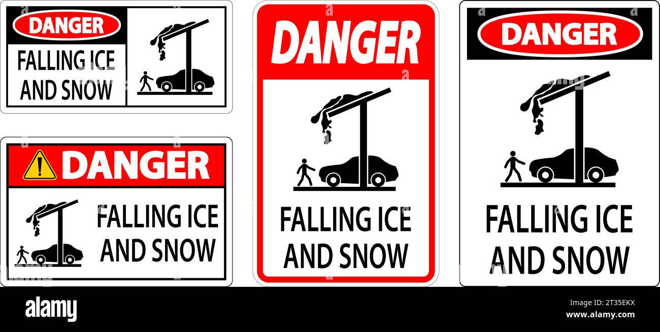 Ice and Snow Danger Sign Caution - Falling Ice And Snow Sign Stock ...