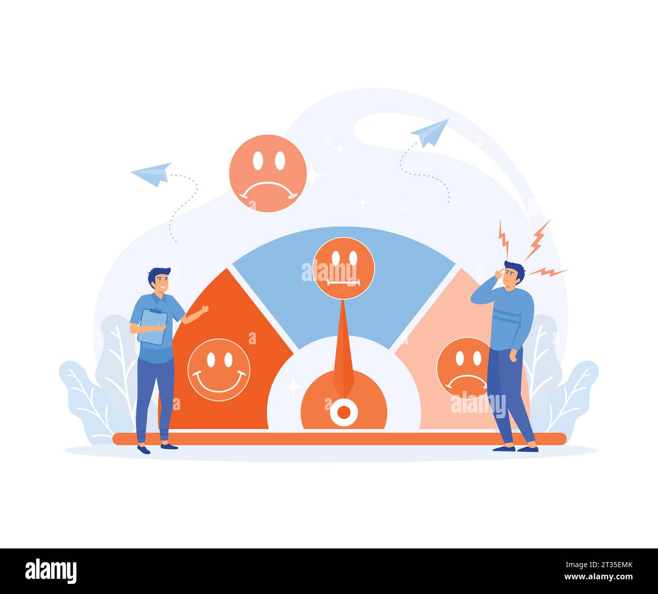 Stress level, mood scale. Man solves problems and reduces psychological ...