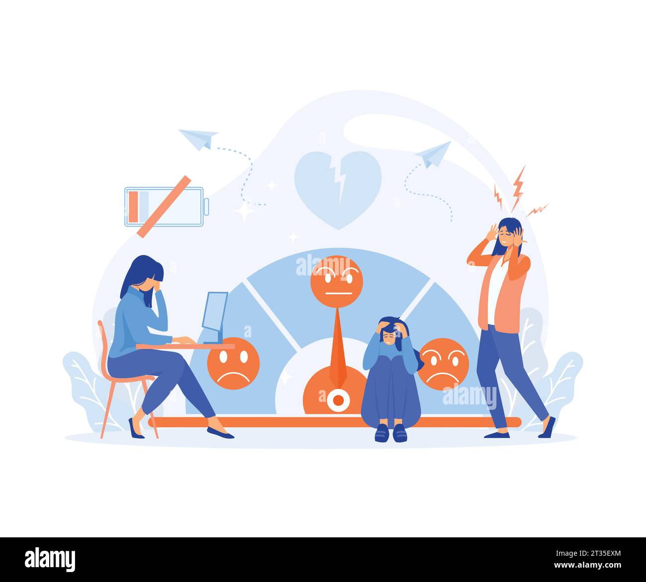 People are on the mood scale, stress rate. Frustration and stress ...