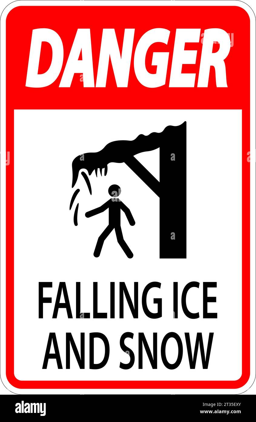 Ice and Snow Warning Sign Caution - Falling Ice And Snow Sign Stock ...