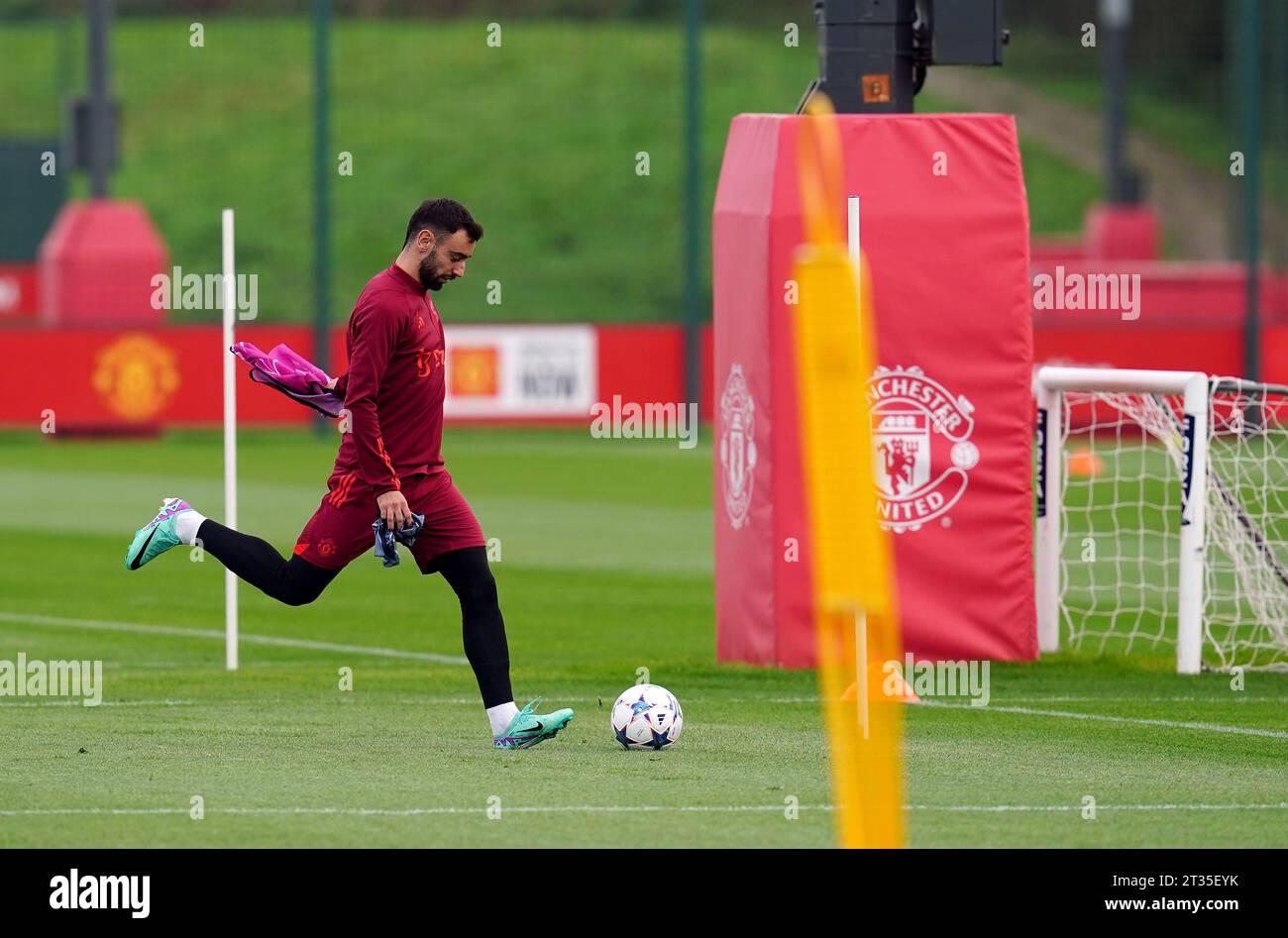 Manchester United's Bruno Fernandes during a training session at the ...