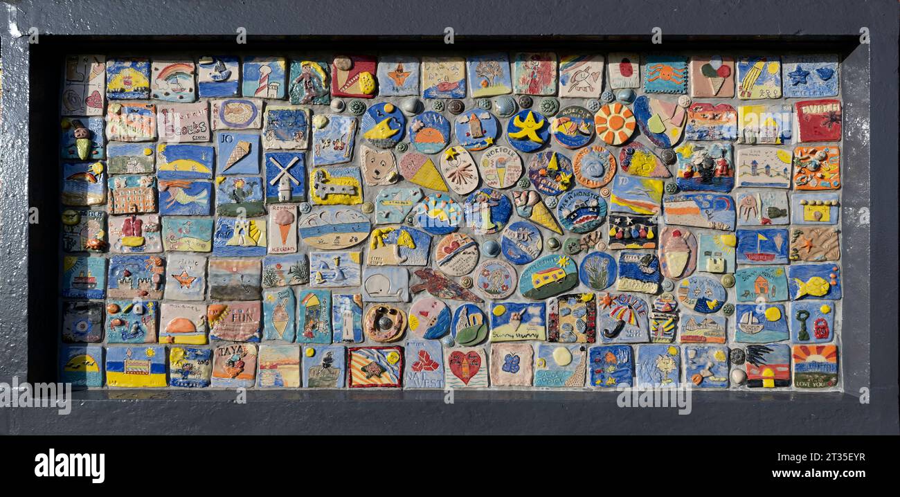 A variety of individual tile art created by children Stock Photo - Alamy